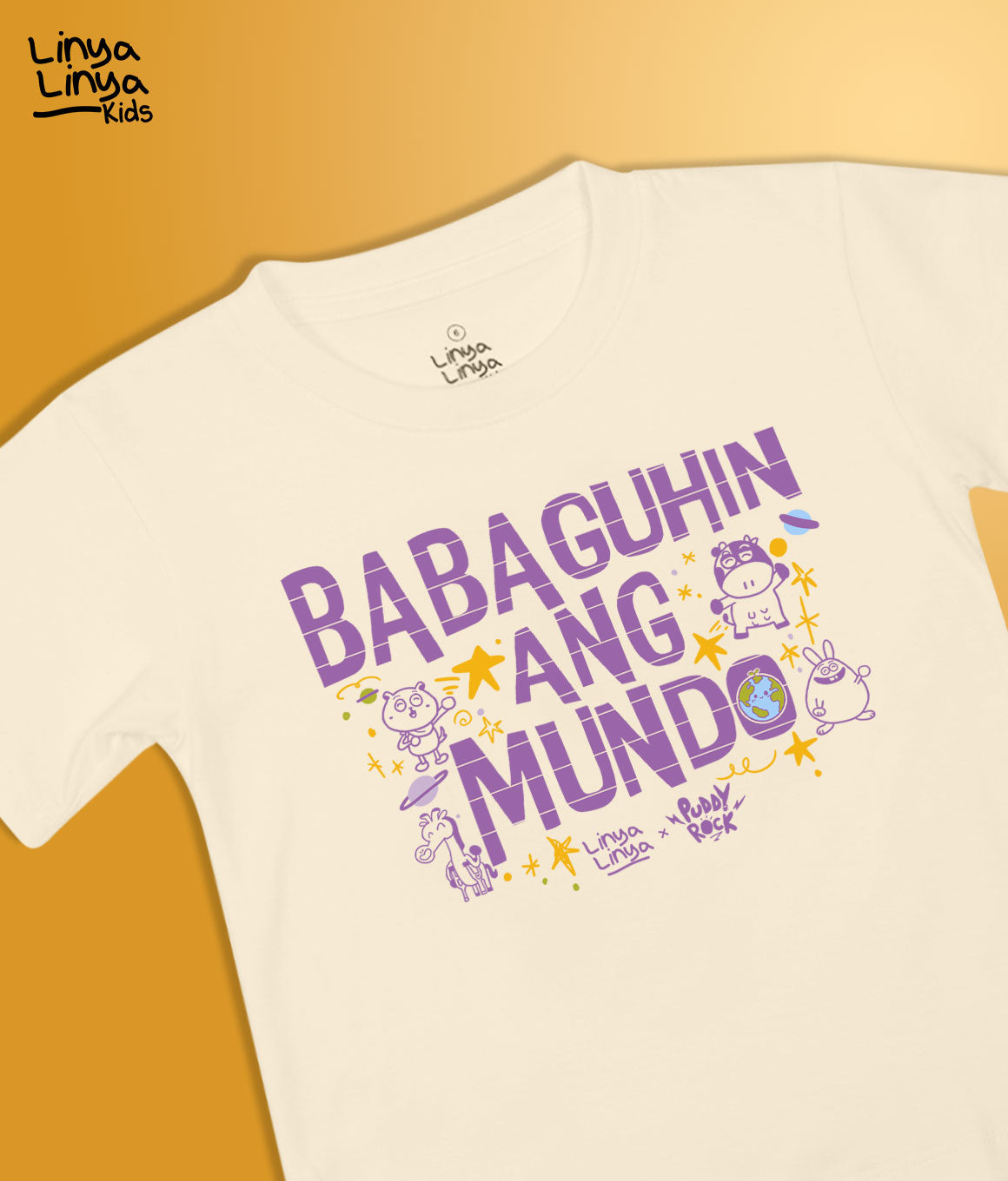 Puddy Rock Kids T-Shirt: Babaguhin Ang Mundo (Ivory) – Linya-Linya